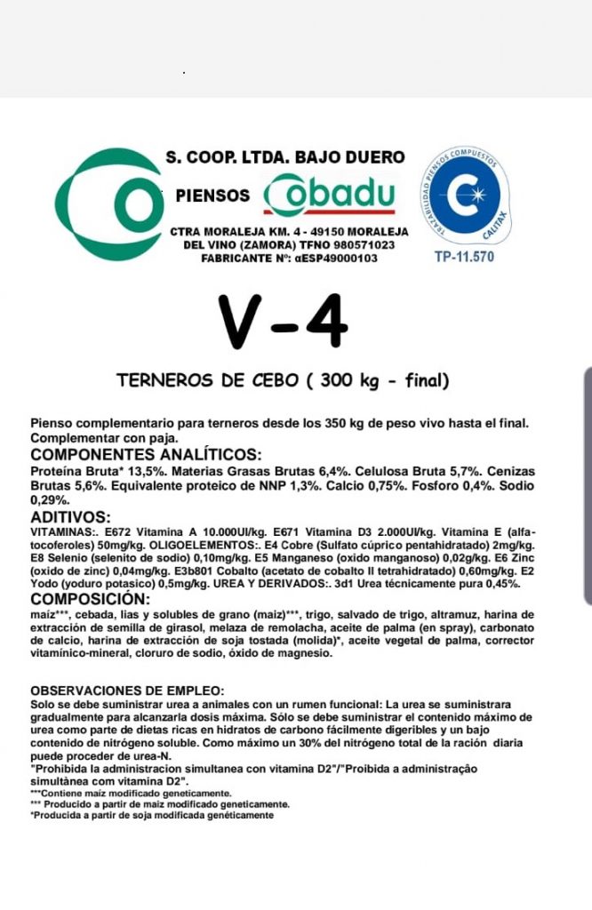 PIENSO TERNERO CEBO - El Granero del Valle